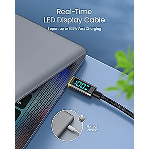 AOHI 65W PD USB C Charger, GaN+ Magcube Mini Fast Wall Charger Power Adapter with 4ft USB C to USB C LED Display Cable for Notebook MacBook Pro/Air, Galaxy S22/S21, iPhone 14/Plus/Pro Max/13/12, Black