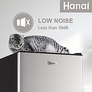 WANAI 3.5 Cu.Ft Mini Fridge with Freezer Dual Door Fridge with 7 Level Adjustable Adjustable Thermostat for Dorm, Office, Kitchen, Silver