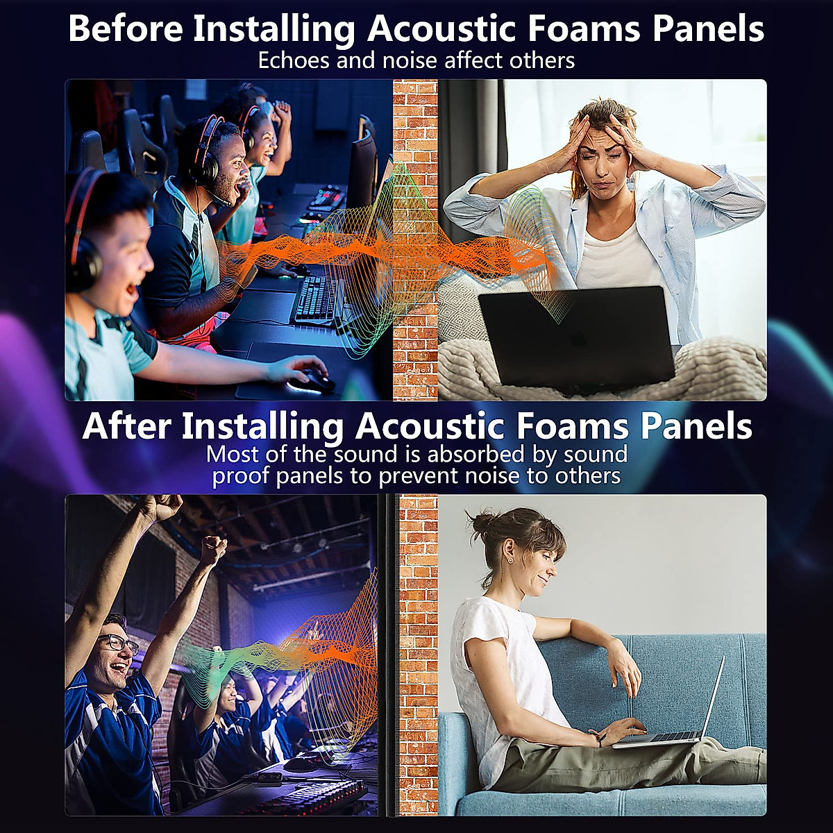 YDHTDLHC 16 Pack sound proof foam panels for walls Panels Studio Acoustic Foam 12"X12" X1" Sound-proof cotton, suitable for church, anchor room, singing room, home theater (Black Bass Traps)