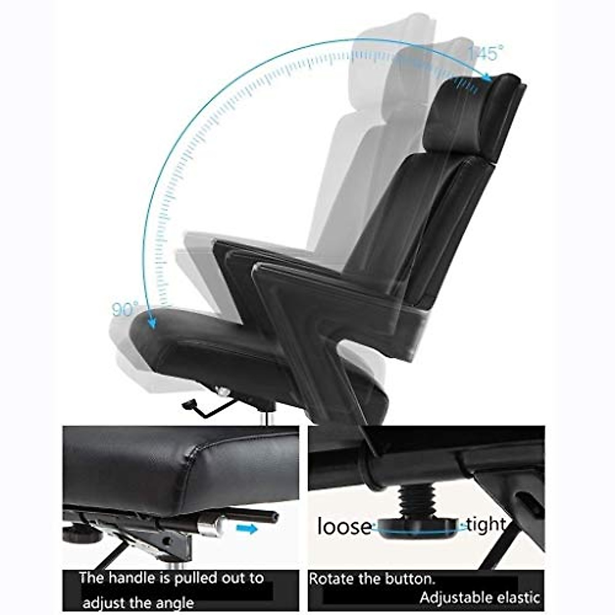 XXXDXDP Executive Office Ergonomic Heavy Duty Computer Bonded Leather Adjustable Desk Chair Office Desk Chair Leather Executive Conference Task Chair Adjustable Swivel Chair with Arms