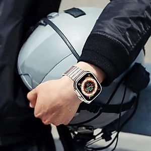 WINGLE for Apple Watch Ultra 2 Band 49mm 45mm 44mm 42mm Series 9 8 7 for Men, Stainless Steel Bands Metal Strap Wristband for Apple Watch iWatch Ultra/Ultra 2 SE 6 5 4 3 2 1 Link Women, Titanium