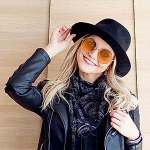 SunnyPro Metal Sunglasses Circle Lens Hippie Glasses Round Shades Quavo Orange