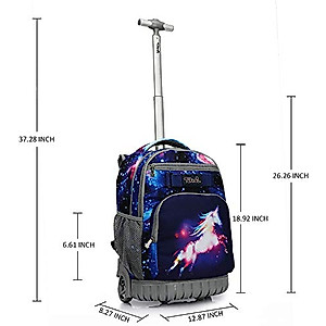 Tilami Rolling Backpack Laptop 18 inch with Lunch Bag, Unicorn