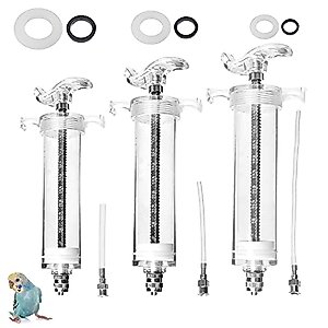 OBANGONG 3 PCS Bird Feeding Syringe Feeding Tubes for Baby Birds Used for Pet Sick Bird Parrot Feed Milk or Medicine,with 3 Curved Tubes 50ml,20ml,10ml