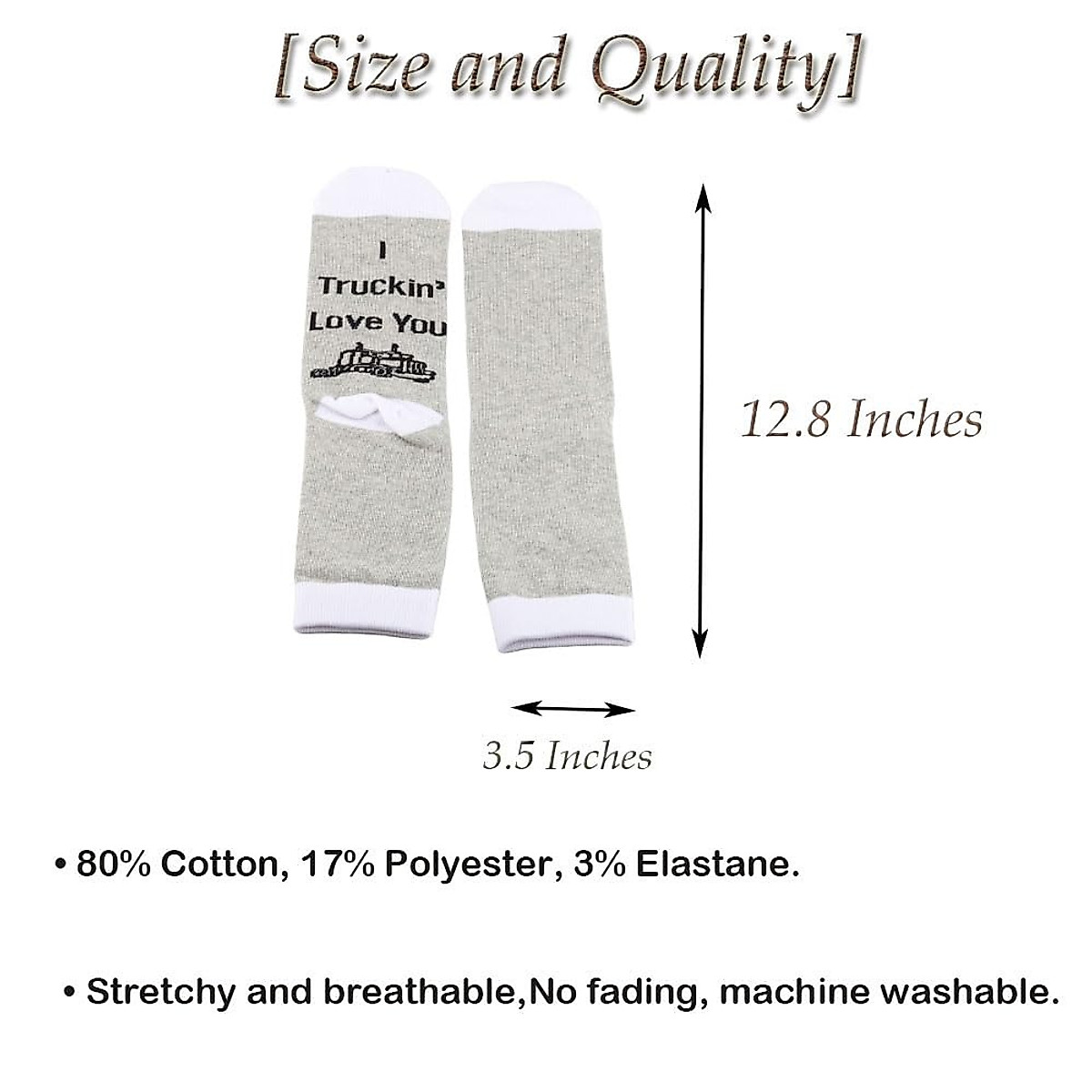 TOBGBE Truck Socks Trucker Gift Truck Driver Gift For Trucker Husband Boyfriend (Truckin' socks)