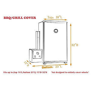 iCOVER Smoker Cover- Bradley Digital 4 Rack 600D Smoker Cover Heavy Duty Canvas Waterproof with Vent