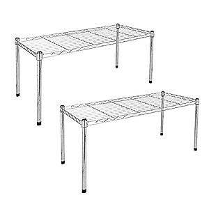 Simple Deluxe Heavy Duty 1-Shelf Shelving, Adjustable Storage Units, Steel Organizer Wire Rack, 29.92" W x 13.78" D x 14.96" H, Chrome,2-Pack