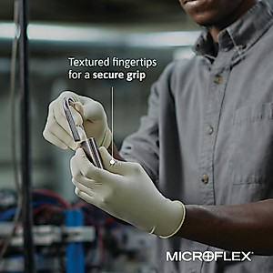 Microflex Diamond Grip MF-300 Disposable Latex Gloves for Automotive, Healthcare, Machinery Industries - Small, Natural (Case of 1000)