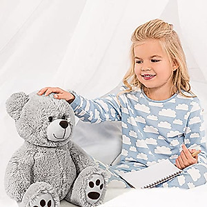 LotFancy Teddy Bear Stuffed Animal, 20 inch Gray Stuffed Bear Plush Toy, with Cute Footprints, Gift for Kids Baby Toddlers on Baby Shower, Birthday, Christmas, Valentine's Day, Easter Decoration