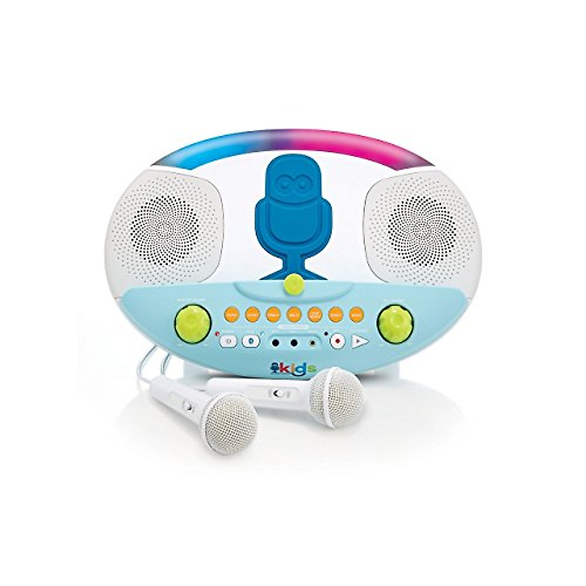Singing Machine SMK1010 Kids Pedestal Karaoke System with Two Microphones, Stand and Voice Effects