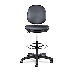 Alera IN4616 Interval Series Swivel Task Stool, PVC-Free Faux Leather, Black
