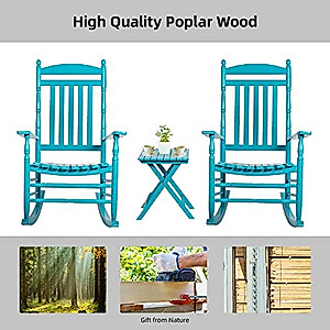Set of 2 Outdoor Rocking Chairs, Outdoor Indoor Oversized Patio Rocker Chair High Back Rocker for Garden, Lawn, Balcony, Backyard and Patio Porch Rocker, Load Bearing 330 lbs (Blue)