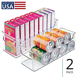 iDesign B00TFDFS6E Plastic Fridge and Freezer Storage Organizer Bin With Handles, Clear Bin for Food, Drinks, Produce Organization, BPA-Free , 14.5" x 5" x 5", Set of 2, Clear