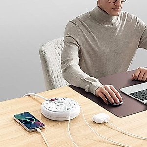 USB C Power Strip, BESTEK 6Ft Extension Cord with 6-Outlet 4 USB Ports(1 PD 20W USB C, 3 USB A), Surge Protector Power Strip with Overload Protection for Dorm, Home, Office, 220J