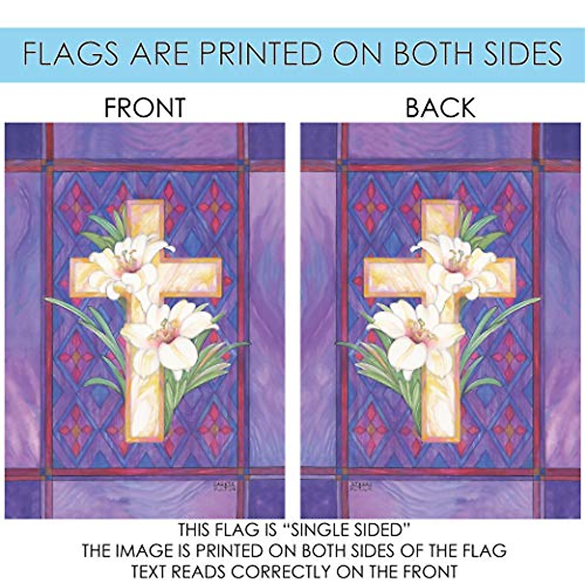 Toland Home Garden 112516 Lily & Cross Easter Flag 12x18 Inch Double Sided Easter Garden Flag for Outdoor House religious Flag Yard Decoration
