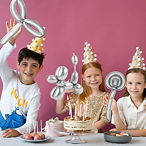 HYKJNBW Metallic Long Balloons for Balloon Animals, Chrome 260 Balloons Art Kit for Twisting, Skinny Modeling Balloons Supplies for Birthday Party Wedding Festival Decorations 100pcs