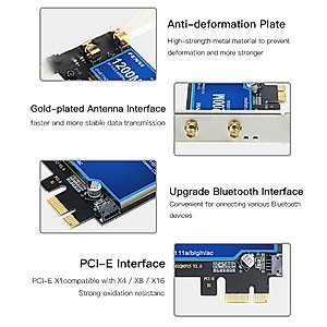 PCI-E WiFi Card BT4.0 for MacOS Windows 7/8/10/11 802.11a/g/n/ac PCI-E PCI Network Adapter mac-Compatible Wi-Fi AirDrop Handoff Instant Hotspot macOS MIMO Mac OS X natively Supported BCM4360 AC1200
