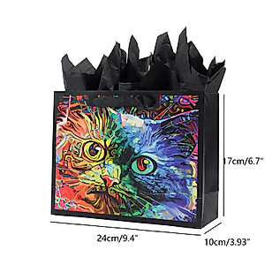 ysmile Premium Gift Bag with Wrapping Tissue Boutique Paper Bag with Handle Medium Size 9 Inch - Cat