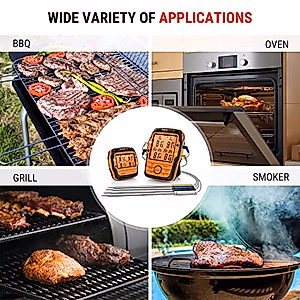 ThermoPro TP27 500FT Long Range Wireless Meat Thermometer for Grilling and Smoking with 4 Probes Smoker BBQ Grill Kitchen Food Cooking Thermometer for Meat