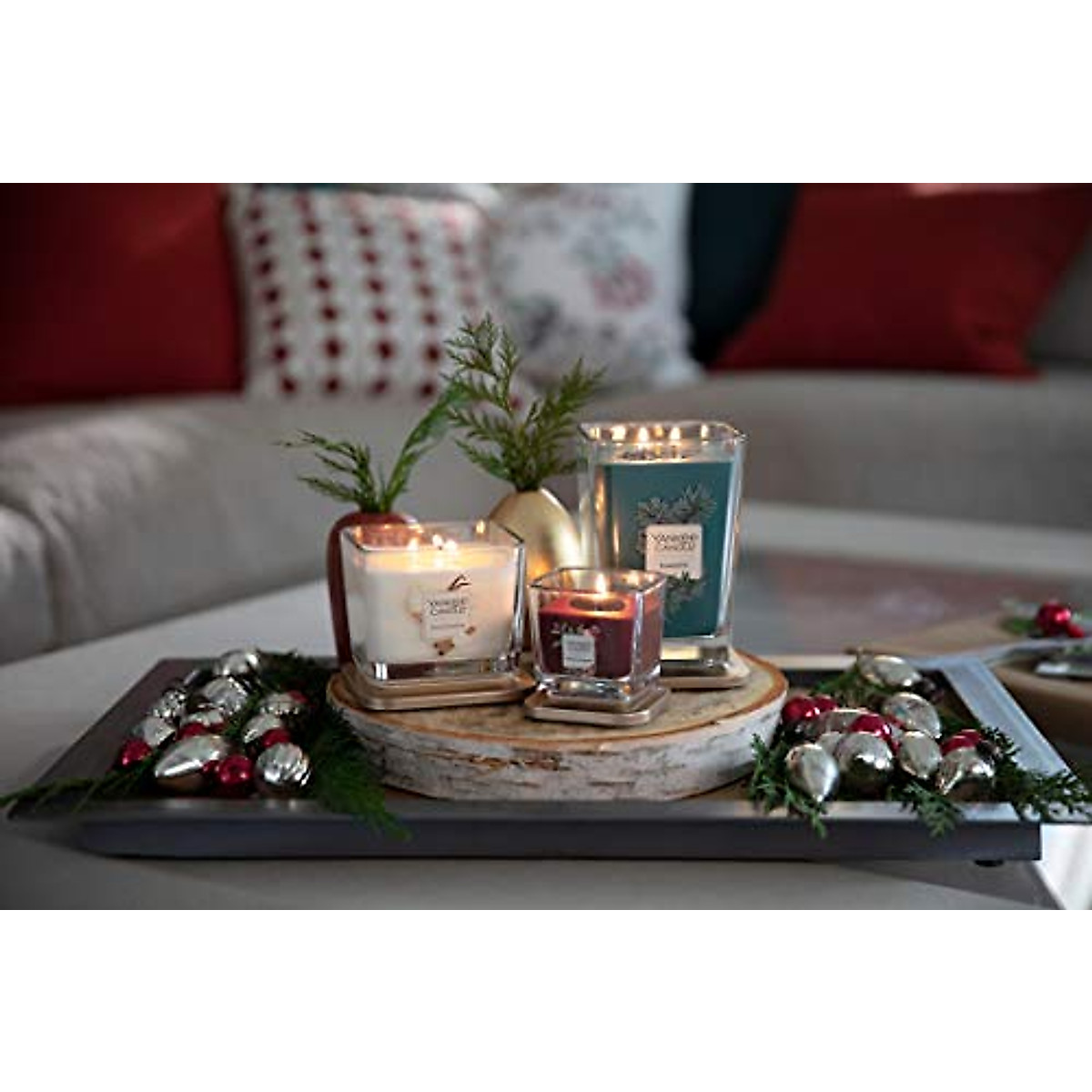 Yankee Candle Elevation Collection with Platform Lid Frosted Fir Scented Candle, Large 2-Wick, 80 Hour Burn Time