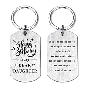 TGCNQ Happy Birthday Daughter, Birthday Gift for Daughter from Mom and Dad, Daughter Birthday Keychian
