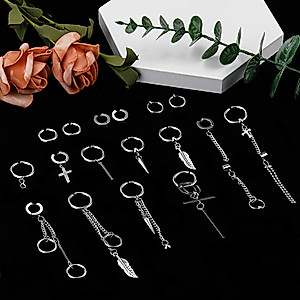 ONESING 20 Pcs Clip On Earrings for Men Magnetic Earrings Dangle Earring Hoop Sterling Earrings Men Stainless Steel Non Pierced Magnetic Earring Fake Earrings Piercings Silver