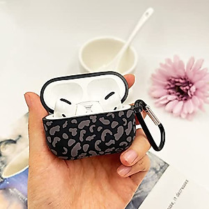 KOUJAON AirPods Pro Case Cover Soft Silicone Protective Skin with Keychain Cute Printed AirPods Pro Wireless Charging Case 2019 Full-Body Shockproof Shell for Women Men (Grey Cheetah)