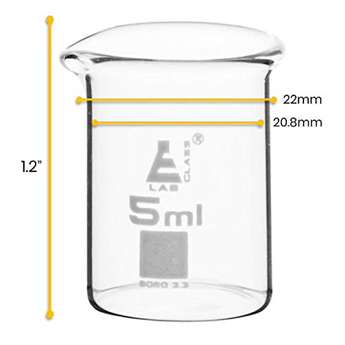 EISCO Beaker, 5ml - Low Form with Spout - Ungraduated - Borosilicate 3.3 Glass