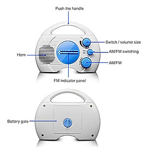aner Waterproof Shower Radio, Mini Portable AM FM Shower Radio Built in Speaker Audio High Definition for Bathroom Kitchen, Outdoor Use