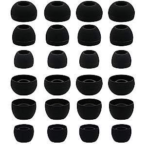 BLLQ 12 Pairs Silicone Replacement Earbud Ear Buds Tips Compatible with Skullcandy Sesh Evo and Other 3.8mm to 5.5mm Nozzle Earbuds Earphones, S/M/L Black