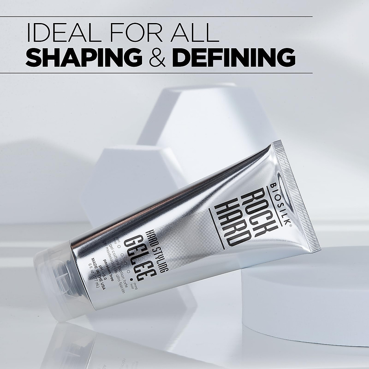 BioSilk Rock Hard Gel, Firm-Hold Hair Gel For Long-Lasting Styles, Sulfate, Paraben, & Cruelty-Free, 6 Oz