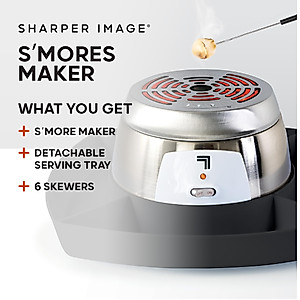 THE SHARPER IMAGE Flameless Marshmallow S’mores Maker, Includes Four Forks and Easy Cleaning Parts, Indoor Safe for Kids, Electric, Perfect for Birthday Parties