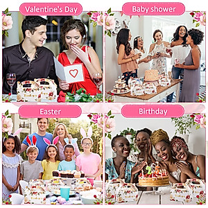 Xinnun 50 Pcs Thank You Treat Boxes Floral Design Gift Boxes Gable Boxes Party Favor Boxes for Tea Party, Mother's Day, Wedding