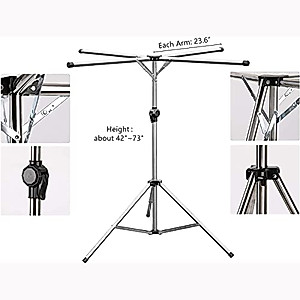 OWOT Foldable Clothes Drying Laundry Rack Portable Space Saving, Adjustable High Capacity 4 Poles Stainless Steel Laundry Drying Rack, Collapsible Space Saving Indoor Outdoor Use,Silver