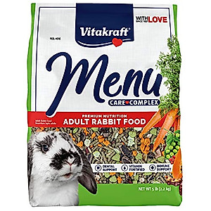 Vitakraft Menu Premium Rabbit Food - Alfalfa Pellets Blend - Vitamin and Mineral Fortified, Carrots,Greens,Grains,Fruits, 4.9 pounds