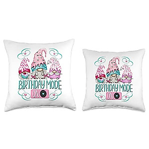 Cute Birthday Gnome Gifts For Gardener Legends Funny Gnomes for Women Cute White Birthday Mode Throw Pillow, 18x18, Multicolor