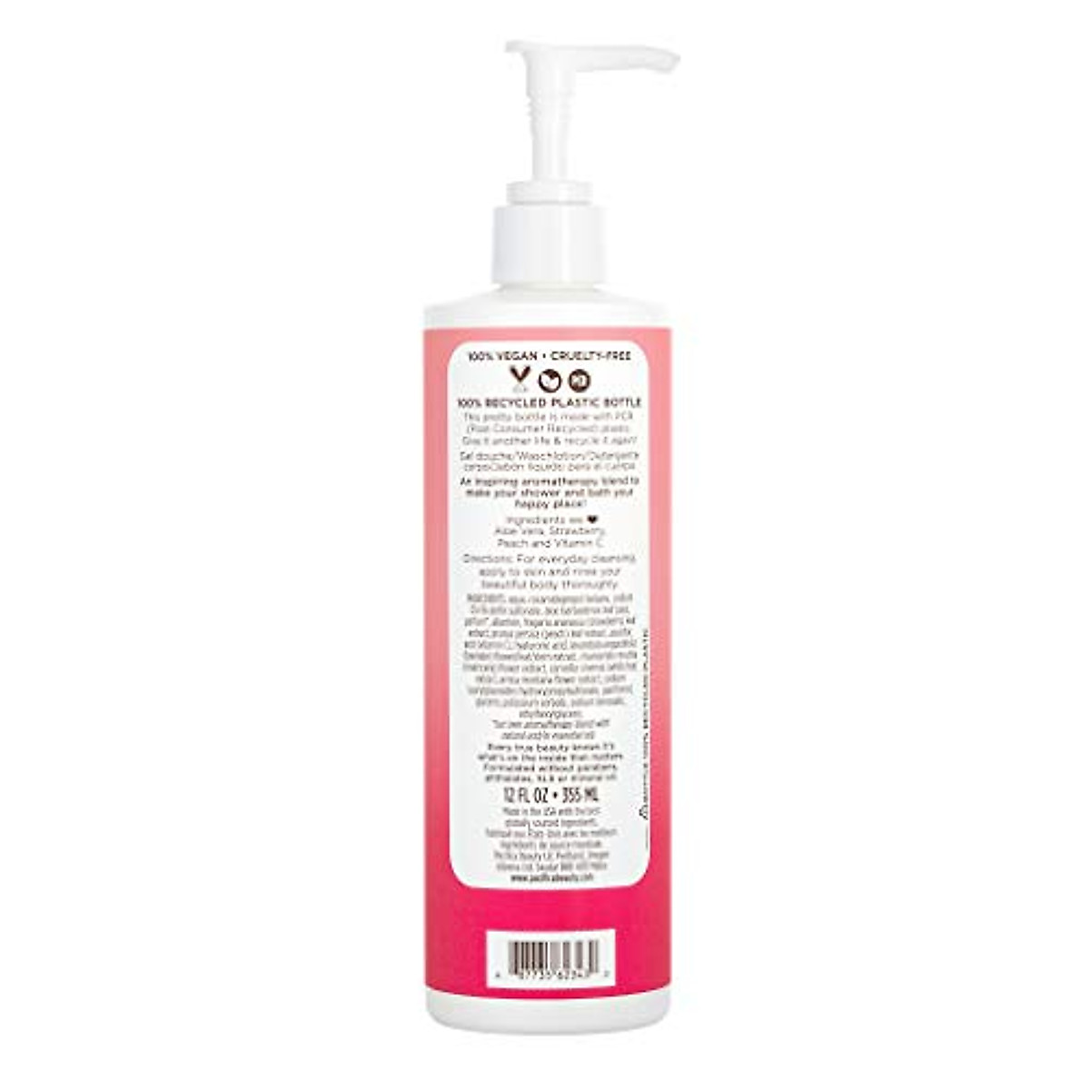 Pacifica Body Wash Stawberry Peach, 12 Fl Oz