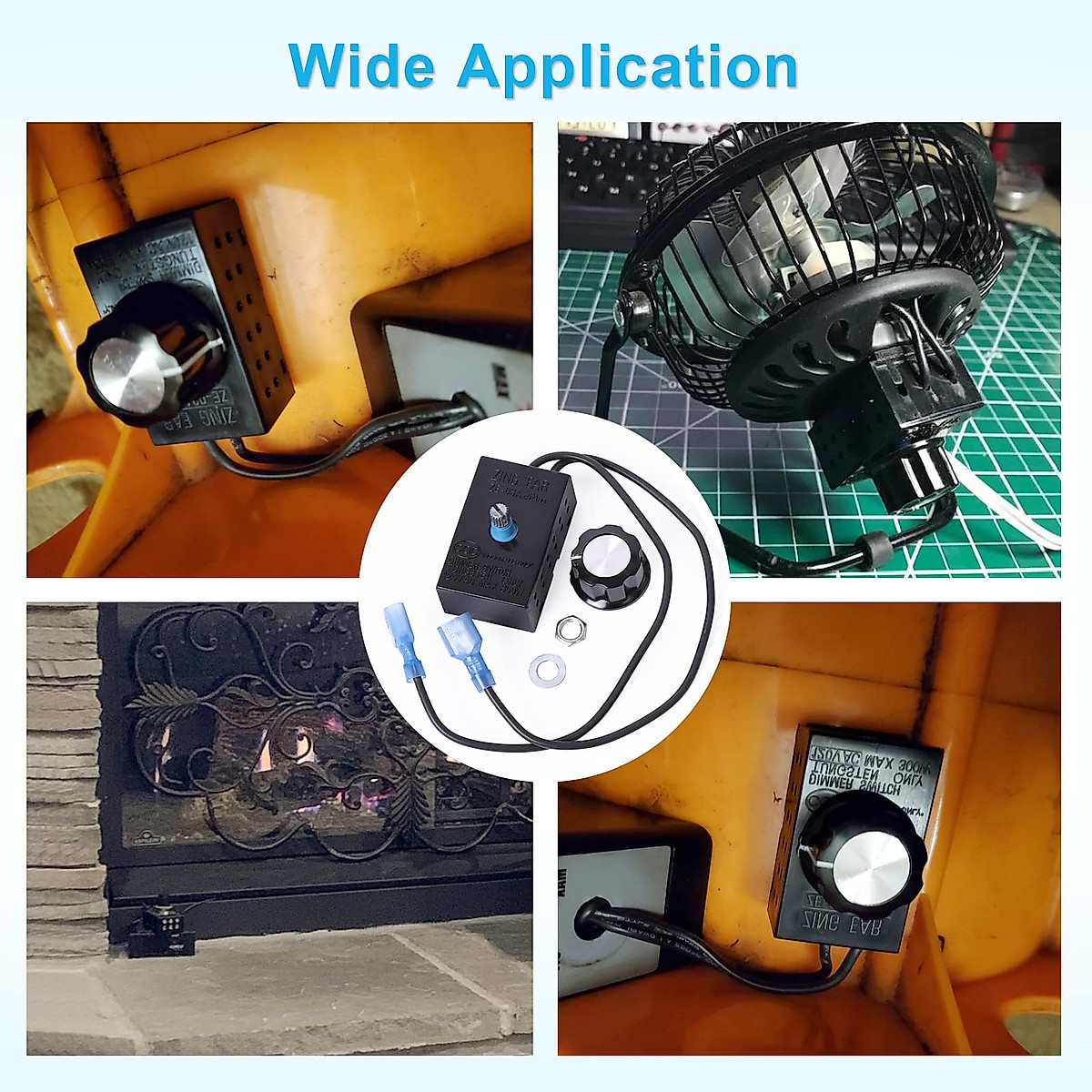 Hipoilk Full Range Rheostat Variable Speed Controller with On/Off Position, Fan Speed Control for Fireplace and Stove Blowers