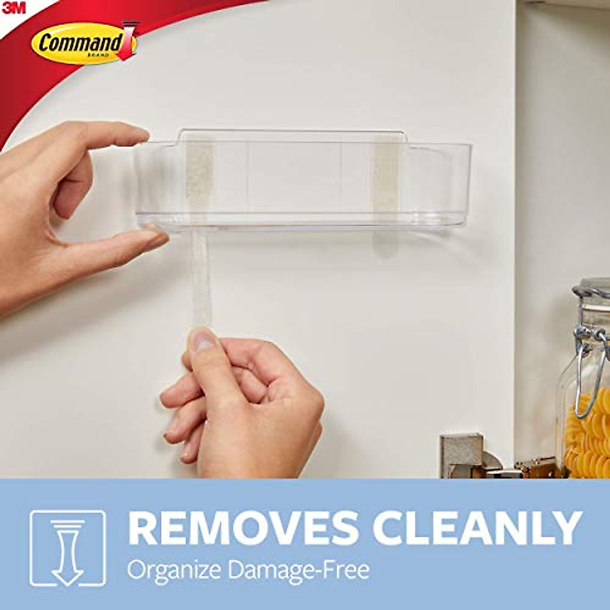 Command HOM-15 Large, Organize Damage-Free, 1, 4 Strips Caddy, Clear, 2 Count