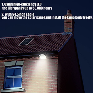 WAWUI 1000LM Solar LED Flood Lights Outdoor, Light Sensor IP65 Waterproof Solar Security Flood Lights 6000K Wired Solar Spot Lights for Outside, Yard, Garage, Garden, Patio, Pool