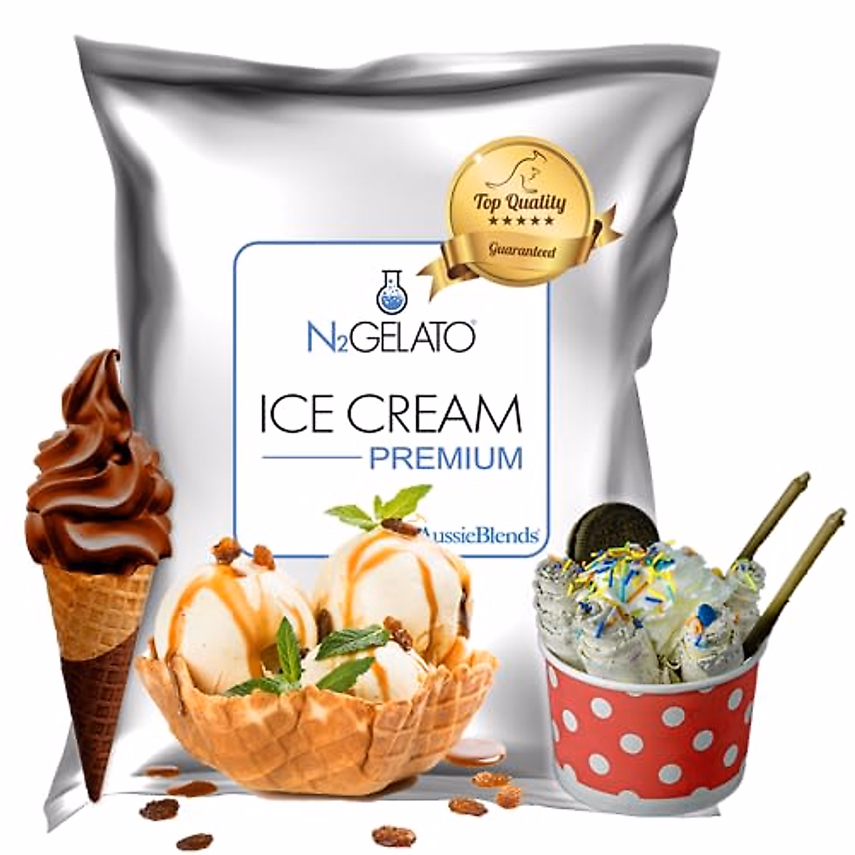 AussieBlends Premium Dairy Ice Cream Mix Powder for Soft Serve, Gelato, Rolled Ice Cream, Liquid Nitrogen, and Frozen Desserts | 1-Pack, 3.3 lb, Imported