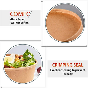 TOPtoper 50 Pcs 32 Oz Large Paper Bowls with Lids, Disposable Soup Serving Bowls Bulk Party Supplies for Hot/Cold Food, Soup (32 OZ)