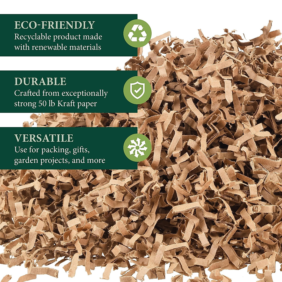 Arcadia Garden Products Confetti Cut Kraft Paper Shred Filler, Recyclable Packing for Packaging, Shipping, Moving, Cushioning, Gift Baskets, Gift Wrapping, Holidays, and Crafts, 2 lb