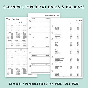 2023 Weekly & Monthly Planner Refill, 3-3/4" x 6-3/4", January 2023 - Dec 2023, Personal/Compact/Size 3