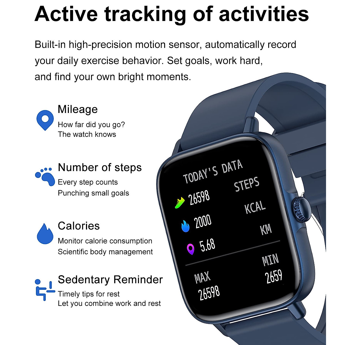 Yihou Smart Watch with Text and Call (Make/Answer Call) Fitness Tracker Waterproof Pedometer Step Counter Calorie Sport Message Reminder Smart Watch for Android Phones Compatible iPhone