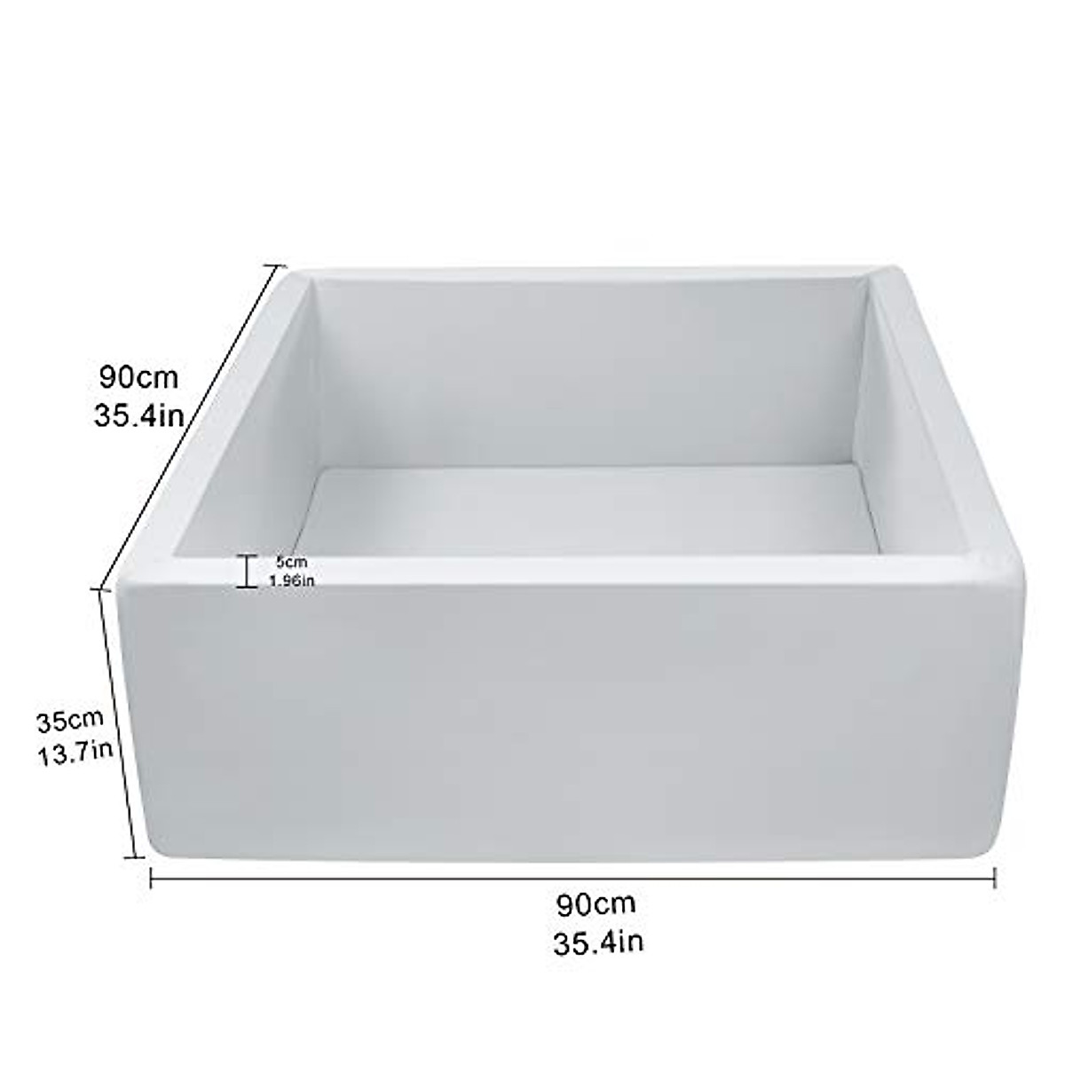 TRENDBOX Ball Pit 35.4x35.4x13.8in Square Baby Ball Pit Foam Ball Pit Ball Pool Indoor Ball Pits for Toddlers Kids Balls NOT Included - Light Gray