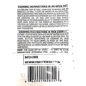 Asian Kitchen Silver White Basmati Rice Extra Long Aged 20lbs (9.08kg) ~ All Natural | Gluten Friendly | Vegan | Indian Origin | Export Quality