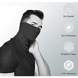 Neck Gaiter Balaclava Bandana Headwear Scarf for Cycling Fishing Running Dust Wind Sun Protection (Black)