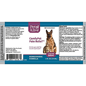 PetAlive ComfyPet Pain Relief - Natural Homeopathic Formula for Minor Aches and Pains in Dogs and Cats - Temporarily Reduces Minor Discomfort in The Muscles and Joints - 59 mL