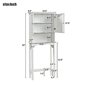 Merax Over-The- Toilet Storage Freestanding Bathroom Organizer Space Saver Shelves, White Cabinet